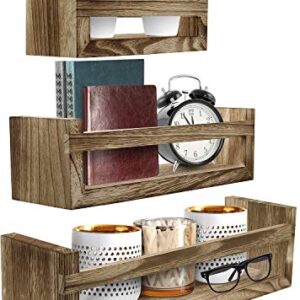 Sorbus Floating Shelves Bundle - 6 Rectangular Floating Shelves - 3 Support Bar Shelves & 3 Flat Floating Shelves - Hanging Wall Shelves for Home Decor