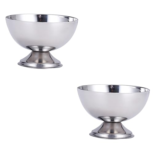 HOMSFOU 2 pcs Glass It Restaurants Trifle Fruit Has Bowl Cup Footed Creme Containers Cream Cereal Dishes Wedding Plates Metal Brulee Hot L and Chilled Snacks Champagne Tumblers Restaurant