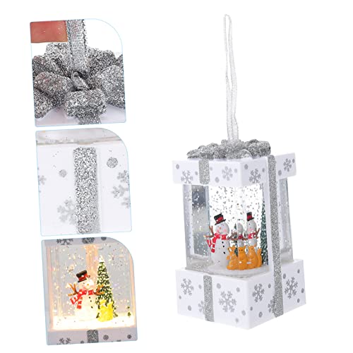 DOITOOL 1pc Christmas Decorations Battery Christmas Lights Earth Decorations Christmas Snow Globes Holiday Hanging Lantern Lighted Glitter Lantern Light up Snow Globe Plastic White Music