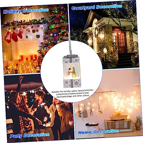 DOITOOL 1pc Christmas Decorations Battery Christmas Lights Earth Decorations Christmas Snow Globes Holiday Hanging Lantern Lighted Glitter Lantern Light up Snow Globe Plastic White Music