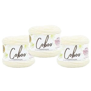 lion brand yarn coboo, soft yarn for knitting, crochet, and crafts, vanilla blossom, 3 pack