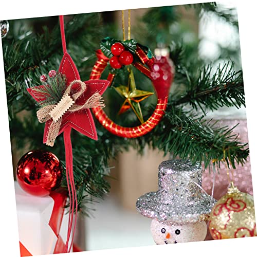 Garneck Xmas Tree Hangings Christmas Tree Hanging Decoration Felt Stars for Crafts Christmas Bell Ornament Pine Decor Household Decoration Rural Office Gift Cloth Party Supplies 1Pc