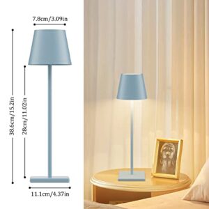 Howskys Blue Cordless Table Lamp,5500mAh Battery Powered Table Lamp,3W Touch Rechargeable Battery Table Lamp 3000k Warm White,IP54 Indoor/Outdoor Table Lamp