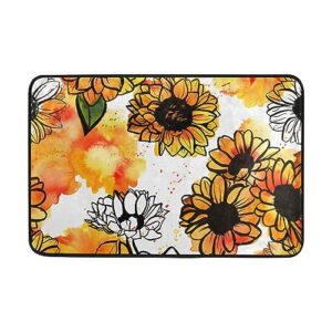 doormat welcome door mat-vibrant yellow sunflower,living room kitchen floor mat home  indoor outdoor decoration 24x16inch