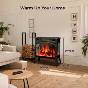 Joy Pebble Electric Fireplace Heater, Free-Standing 3D Infrared Fireplace Stove with Remote Control &Timer, Adjustable Flame Colors, Brightness and Speed, Overheating Protection, 5100 BTU,1500W