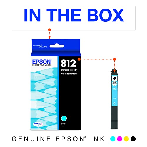 Epson T812 DURABrite Ultra Ink Standard Capacity Cyan Cartridge (T812220-S) for Select Workforce Pro Printers (Pack of 2)