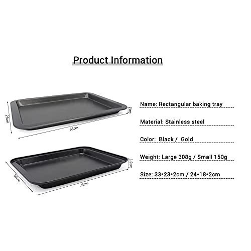 Temkin Rectangular Non-Stick Bread Cake Baking Tray Baking Tray Oven Rectangular Black Baking Tray DIY Baking (Color : Black, Size : Small)