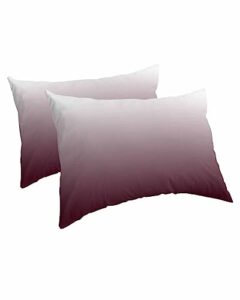 edwiinsa wine red ombre pillow covers king standard set of 2 20x36 bed pillow, white modern abstract art aesthetics plush soft comfort for hair/skin cooling pillowcases with envelop closure