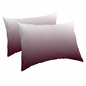 Edwiinsa Wine Red Ombre Pillow Covers King Standard Set of 2 20x36 Bed Pillow, White Modern Abstract Art Aesthetics Plush Soft Comfort for Hair/Skin Cooling Pillowcases with Envelop Closure