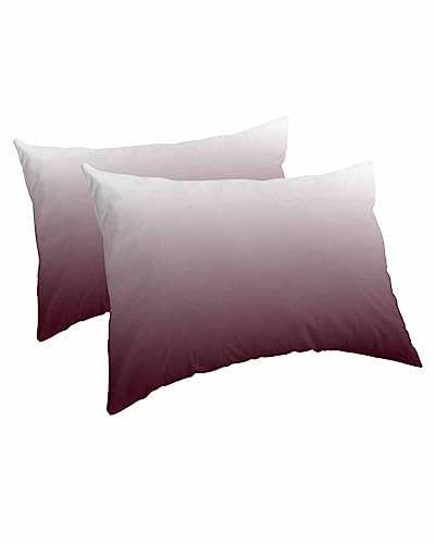 Edwiinsa Wine Red Ombre Pillow Covers King Standard Set of 2 20x36 Bed Pillow, White Modern Abstract Art Aesthetics Plush Soft Comfort for Hair/Skin Cooling Pillowcases with Envelop Closure