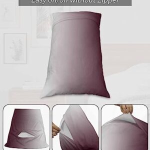 Edwiinsa Wine Red Ombre Pillow Covers King Standard Set of 2 20x36 Bed Pillow, White Modern Abstract Art Aesthetics Plush Soft Comfort for Hair/Skin Cooling Pillowcases with Envelop Closure