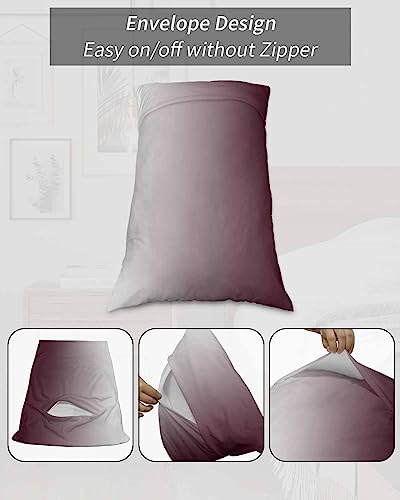 Edwiinsa Wine Red Ombre Pillow Covers King Standard Set of 2 20x36 Bed Pillow, White Modern Abstract Art Aesthetics Plush Soft Comfort for Hair/Skin Cooling Pillowcases with Envelop Closure