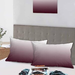 Edwiinsa Wine Red Ombre Pillow Covers King Standard Set of 2 20x36 Bed Pillow, White Modern Abstract Art Aesthetics Plush Soft Comfort for Hair/Skin Cooling Pillowcases with Envelop Closure