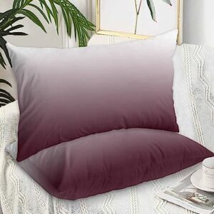 Edwiinsa Wine Red Ombre Pillow Covers King Standard Set of 2 20x36 Bed Pillow, White Modern Abstract Art Aesthetics Plush Soft Comfort for Hair/Skin Cooling Pillowcases with Envelop Closure