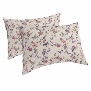 Edwiinsa Spring Floral Pillow Covers Standard Size Set of 2 20x26 Bed Pillow, Farmhouse Rustic Summer Tropical Plant Beige Plush Soft Comfort for Hair/Skin Cooling Pillowcases with Envelop Closure