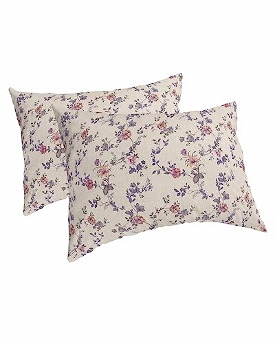 Edwiinsa Spring Floral Pillow Covers Standard Size Set of 2 20x26 Bed Pillow, Farmhouse Rustic Summer Tropical Plant Beige Plush Soft Comfort for Hair/Skin Cooling Pillowcases with Envelop Closure