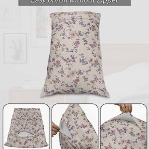 Edwiinsa Spring Floral Pillow Covers Standard Size Set of 2 20x26 Bed Pillow, Farmhouse Rustic Summer Tropical Plant Beige Plush Soft Comfort for Hair/Skin Cooling Pillowcases with Envelop Closure