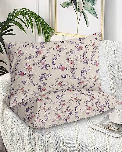 Edwiinsa Spring Floral Pillow Covers Standard Size Set of 2 20x26 Bed Pillow, Farmhouse Rustic Summer Tropical Plant Beige Plush Soft Comfort for Hair/Skin Cooling Pillowcases with Envelop Closure