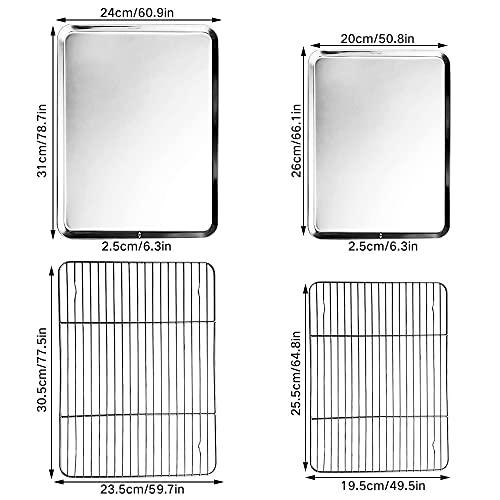 TEMKIN Baking Tray with Removable Cooling Rack Set Stainless Steel Wire Grid Tray Kitchen Oven Cook Pan Non-Stick Bread Barbecue Holder (Size : Small)