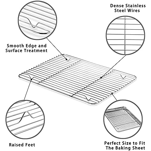 TEMKIN Baking Tray with Removable Cooling Rack Set Stainless Steel Wire Grid Tray Kitchen Oven Cook Pan Non-Stick Bread Barbecue Holder (Size : Small)