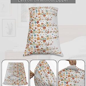 Edwiinsa Weeping Flowers Pillow Covers Standard Size Set of 2 20x26 Bed Pillow, Red Yellow Teal Spring Floral Botanical Art Plush Soft Comfort for Hair/Skin Cooling Pillowcases with Envelop Closure