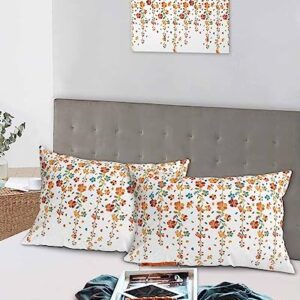 Edwiinsa Weeping Flowers Pillow Covers Standard Size Set of 2 20x26 Bed Pillow, Red Yellow Teal Spring Floral Botanical Art Plush Soft Comfort for Hair/Skin Cooling Pillowcases with Envelop Closure