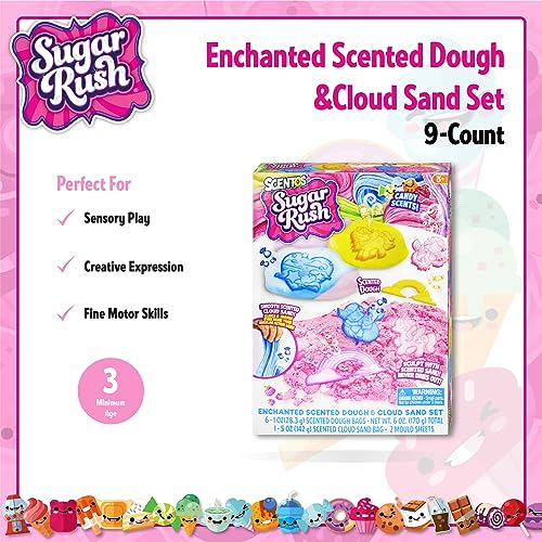 Enchanted Scented Dough & Cloud Sand Set, 2 Mold Sheet 6 Play Dough 1 Cloud Sand, Sensory Toy for Playdates and Great Gift Idea