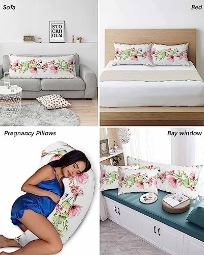 Edwiinsa Red Teal Spring Floral Pillow Covers King Standard Set of 2 20x36 Bed Pillow, Farmhouse Summer Flowers Plush Soft Comfort for Hair/Skin Cooling Pillowcases with Envelop Closure