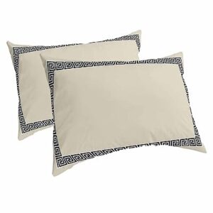 Edwiinsa Beige Pillow Covers King Standard Set of 2 20x36 Bed Pillow, Black Modern Geometric Abstract Art Aesthetics Plush Soft Comfort for Hair/Skin Cooling Pillowcases with Envelop Closure