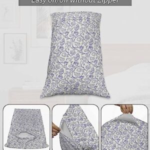 Edwiinsa Navy Blue Spring Floral Pillow Covers King Standard Set of 2 20x36 Bed Pillow, Modern Flower Pattern Aesthetics Plush Soft Comfort for Hair/Skin Cooling Pillowcases with Envelop Closure