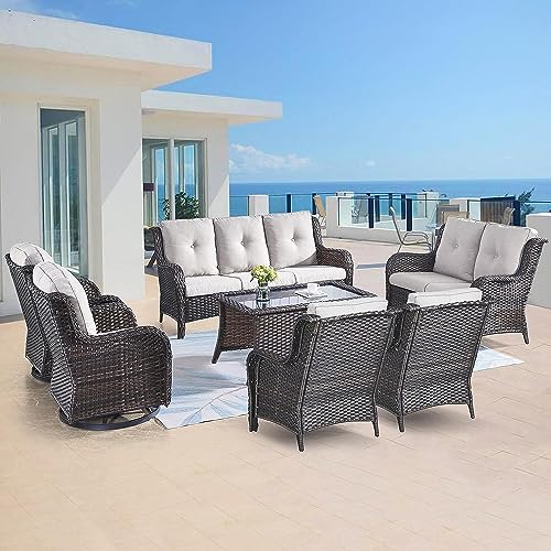 Belord Patio Furniture Beige Cushions with Removable Cover, 1 Pair of Cushions Including 1 Seat Cushion and 1 Back Cushion