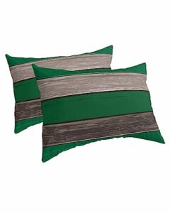 edwiinsa turquoise brown ombre pillow covers king standard set of 2 20x36 bed pillow, farmhouse teal wooden striped plush soft comfort for hair/skin cooling pillowcases with envelop closure