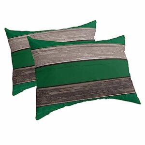 Edwiinsa Turquoise Brown Ombre Pillow Covers King Standard Set of 2 20x36 Bed Pillow, Farmhouse Teal Wooden Striped Plush Soft Comfort for Hair/Skin Cooling Pillowcases with Envelop Closure