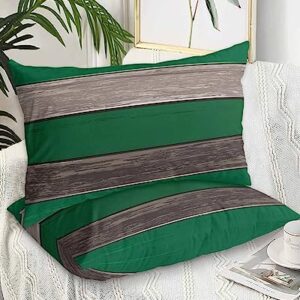 Edwiinsa Turquoise Brown Ombre Pillow Covers King Standard Set of 2 20x36 Bed Pillow, Farmhouse Teal Wooden Striped Plush Soft Comfort for Hair/Skin Cooling Pillowcases with Envelop Closure