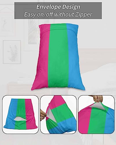 Edwiinsa Pink Green Blue Pillow Covers Standard Size Set of 2 20x26 Bed Pillow, Modern Abstract Art Aesthetics Striped Plush Soft Comfort for Hair/Skin Cooling Pillowcases with Envelop Closure