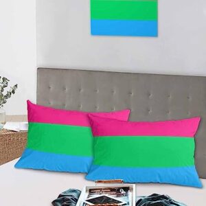 Edwiinsa Pink Green Blue Pillow Covers Standard Size Set of 2 20x26 Bed Pillow, Modern Abstract Art Aesthetics Striped Plush Soft Comfort for Hair/Skin Cooling Pillowcases with Envelop Closure