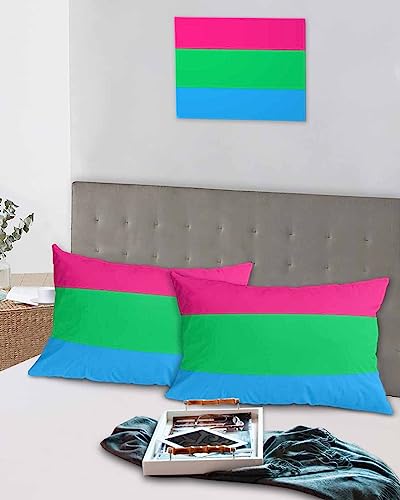 Edwiinsa Pink Green Blue Pillow Covers Standard Size Set of 2 20x26 Bed Pillow, Modern Abstract Art Aesthetics Striped Plush Soft Comfort for Hair/Skin Cooling Pillowcases with Envelop Closure