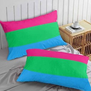 Edwiinsa Pink Green Blue Pillow Covers Standard Size Set of 2 20x26 Bed Pillow, Modern Abstract Art Aesthetics Striped Plush Soft Comfort for Hair/Skin Cooling Pillowcases with Envelop Closure