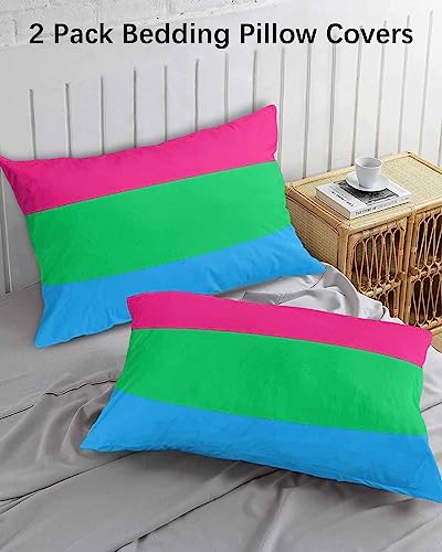 Edwiinsa Pink Green Blue Pillow Covers Standard Size Set of 2 20x26 Bed Pillow, Modern Abstract Art Aesthetics Striped Plush Soft Comfort for Hair/Skin Cooling Pillowcases with Envelop Closure