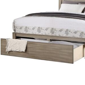 Benjara Kali Platform California King Bed, Panel Design, Storage Drawer, Tan, Light Brown