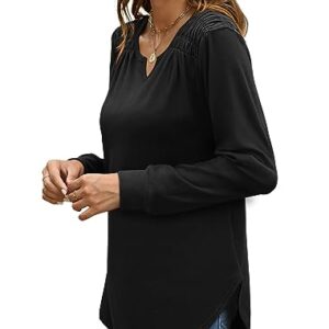 WEESO Tunic Sweatshirts for Women Loose Fit Trendy Casual Tops Black Sweaters XL