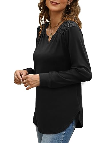 WEESO Tunic Sweatshirts for Women Loose Fit Trendy Casual Tops Black Sweaters XL