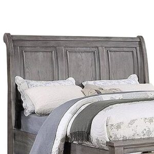 Benjara Demi California King Bed, Sleigh Headboard, Storage Drawers, Oak Gray Wood