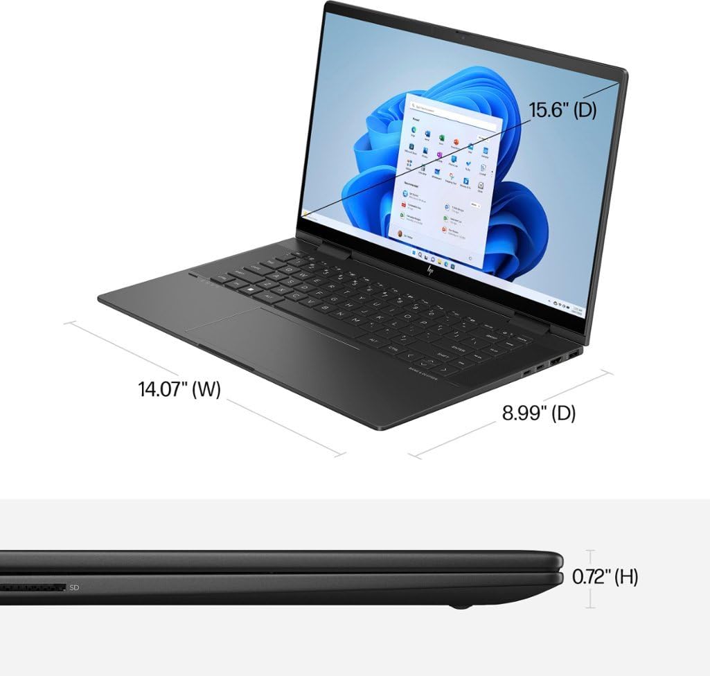 HP 2023 Newest Flagship Envy x360 2 in 1 15.6" Touchscreen Laptop, Hexa-Core AMD Ryzen 5 7530U(Beat i7-1195G7), 8GB RAM, 1024GB PCIE SSD, Backlit Keyboard, W/Stylus Pen, Windows 11 Home, Silver