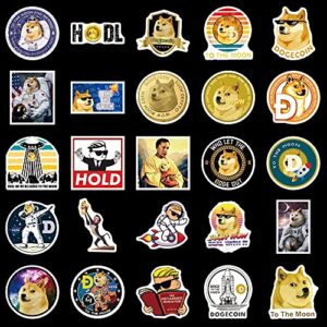 50Pcs Dogecoin Stickers for Water Bottles,Toys Teens Boys Girls Adults Gifts,Vinyl Waterproof Stickers for Laptop,Phone,Notebook,Skateboard Decal Sticker Pegatinas Juguete