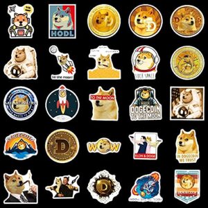 50Pcs Dogecoin Stickers for Water Bottles,Toys Teens Boys Girls Adults Gifts,Vinyl Waterproof Stickers for Laptop,Phone,Notebook,Skateboard Decal Sticker Pegatinas Juguete