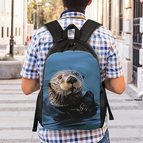 RLDOBOFE Sea Otter Backpack For Women Men Travel Laptop Backpack Rucksack Casual Daypack Lightweight Travel Bag