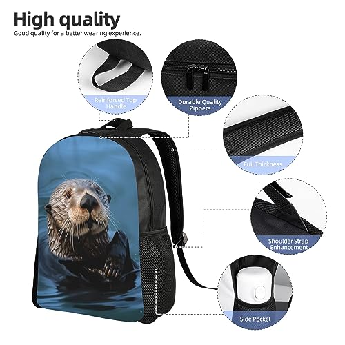 RLDOBOFE Sea Otter Backpack For Women Men Travel Laptop Backpack Rucksack Casual Daypack Lightweight Travel Bag