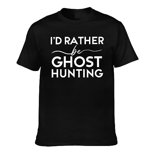 YvoneDBrownn I'd Rather Be Ghost Hunting Men's T-Shirt, Men's Short Sleeve Tees Black T-Shirts for Men X-Small