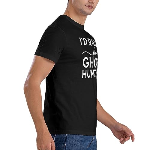 YvoneDBrownn I'd Rather Be Ghost Hunting Men's T-Shirt, Men's Short Sleeve Tees Black T-Shirts for Men X-Small